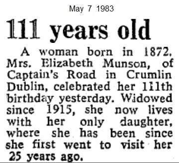 Elizabeth Munson – Ireland's Oldest People