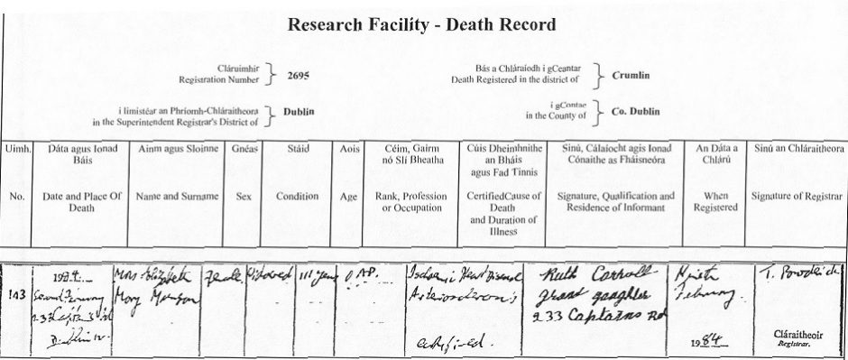 Elizabeth Munson – Ireland's Oldest People